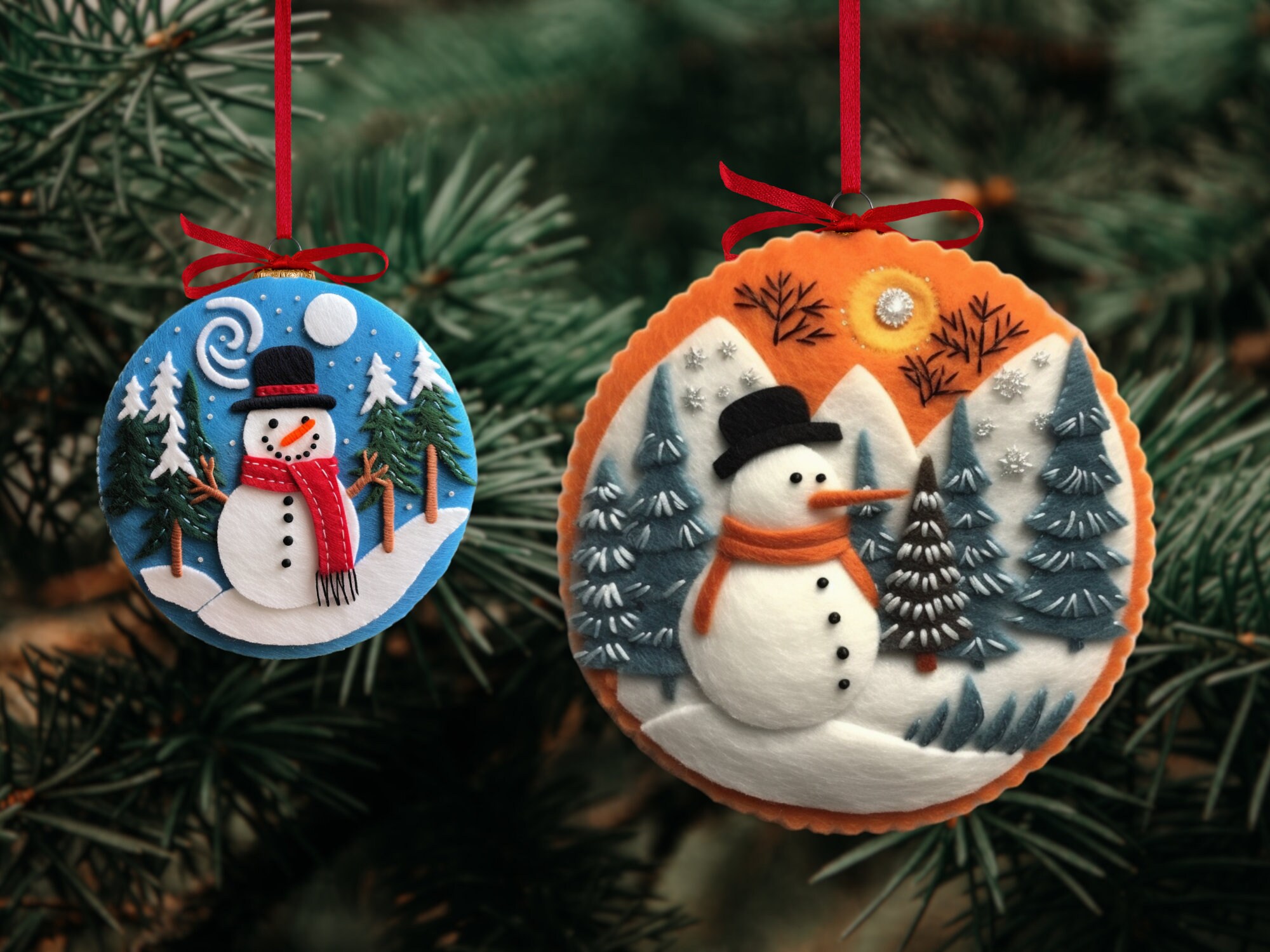 Colorful Snowman Felt Sublimation, Felt Snowman Ornament Png, Digital ...