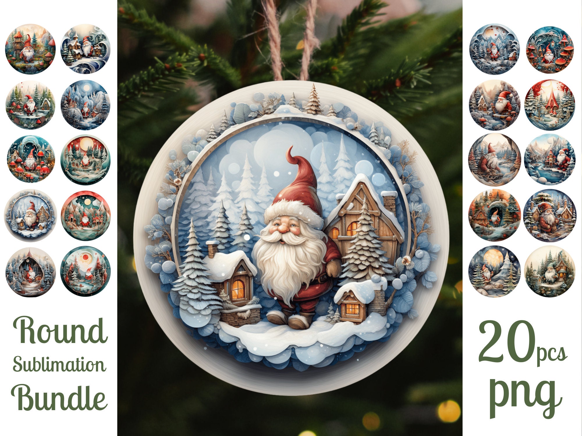 Christmas Gnome Ornaments PNG / Gnome Ornament Bundle / Christmas Gnome ...