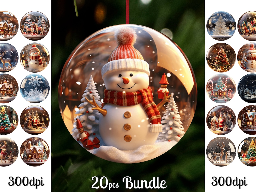 Snow Globe Christmas Ornaments Sublimation 1 / Round Christmas ...
