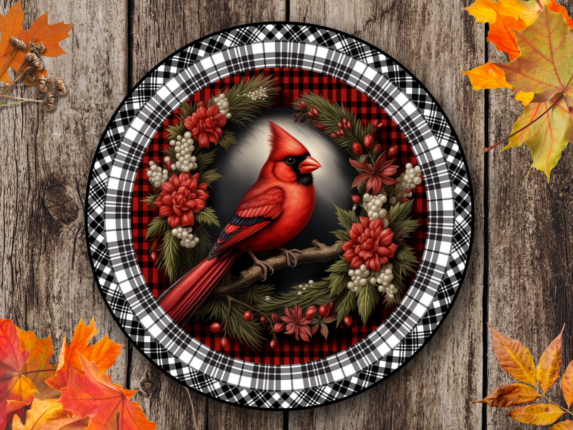 Red Cardinal Wreath PNG, Christmas Wreath Sign Sublimation PNG, Red ...