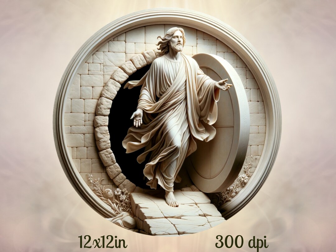 3D Resurrection of Christ Scene PNG, Easter Round Sublimation (digital ...