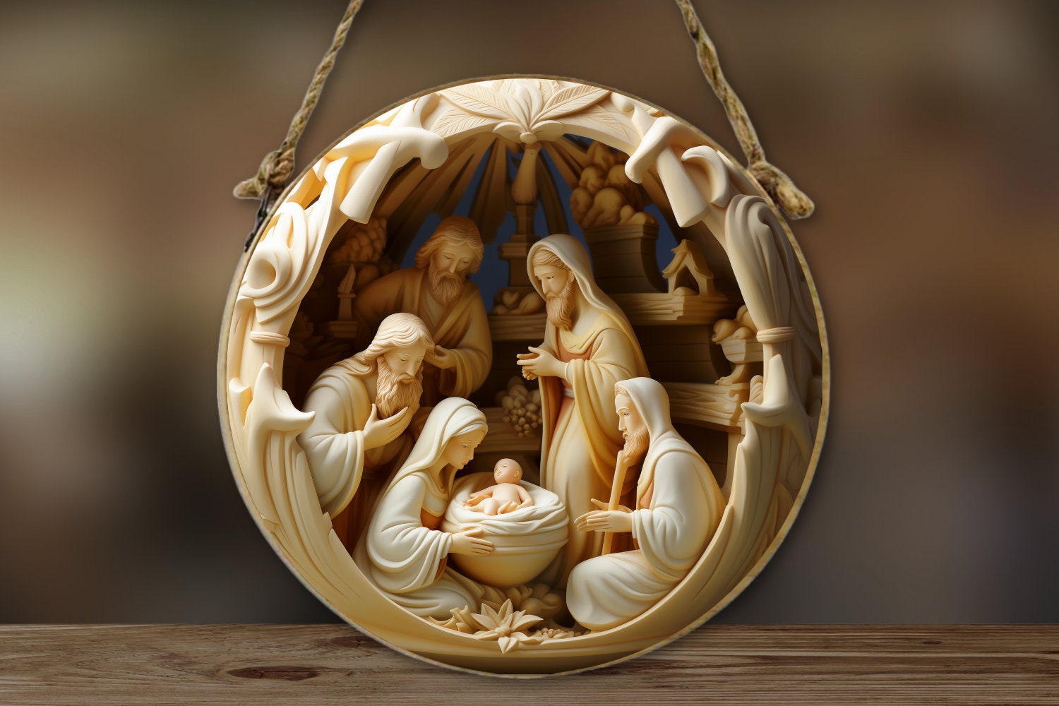 Nativity 3D Round Png Design, Round Christmas Sublimation PNG ...