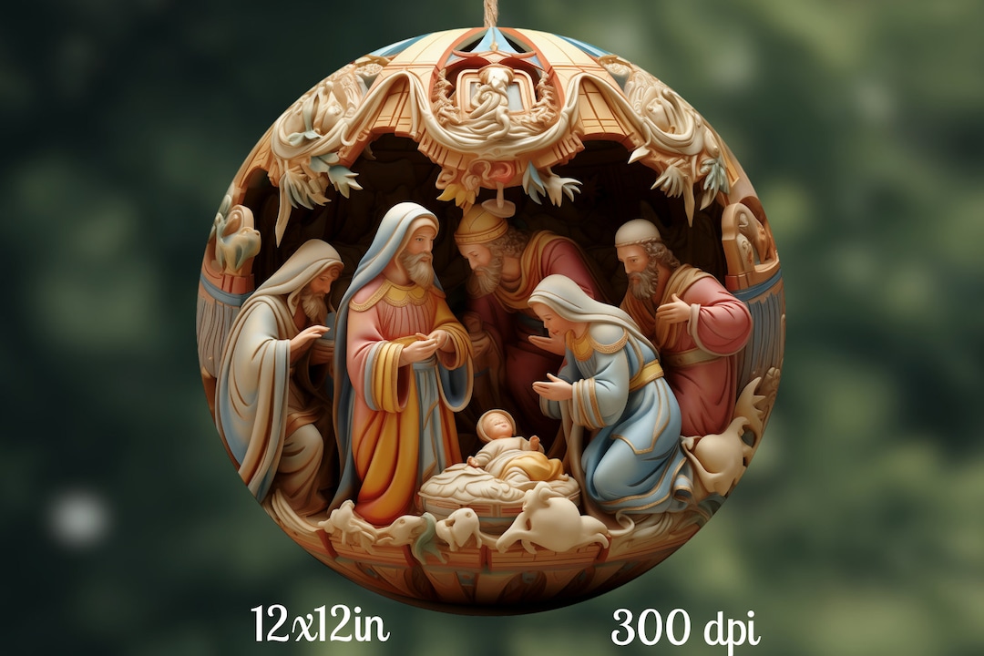 Nativity 3D Round Design Png, Round Christmas Sublimation PNG ...