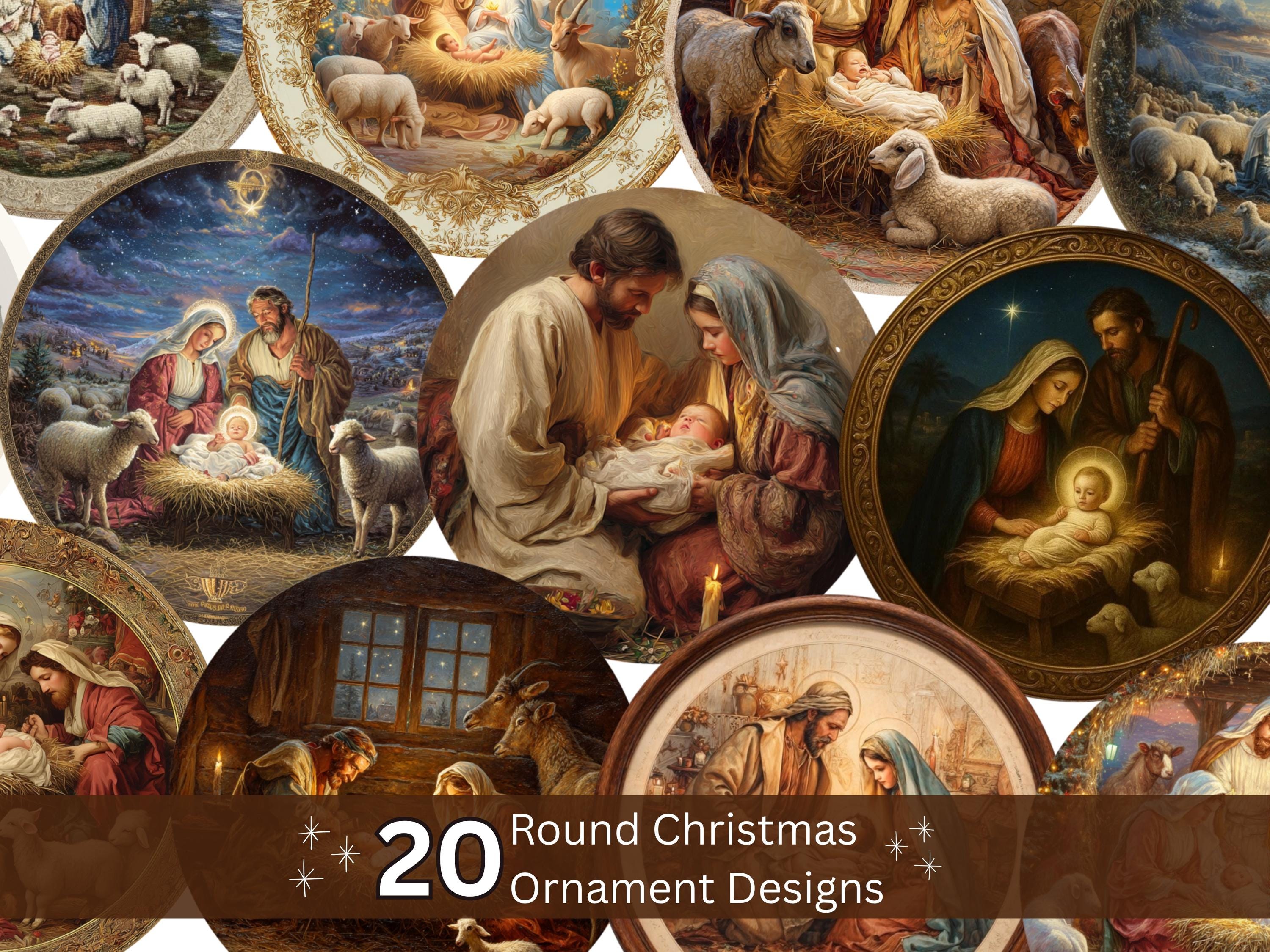 Nativity Scene Round Ornament Cliparts: Printable PNG, Image Bundle ...