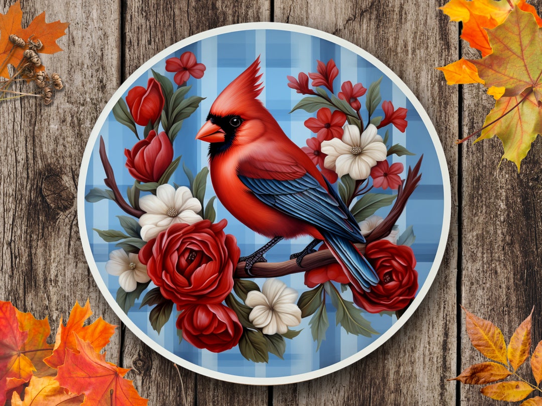 Red Cardinal Wreath Christmas Wreath Sign Sublimation PNG - Etsy