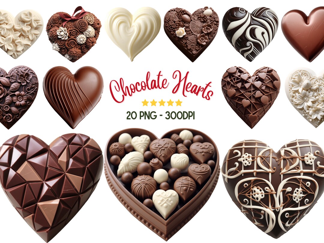 3D Valentines Clipart Bundle, 20 Chocolate Hearts Clipart, Valentine's ...
