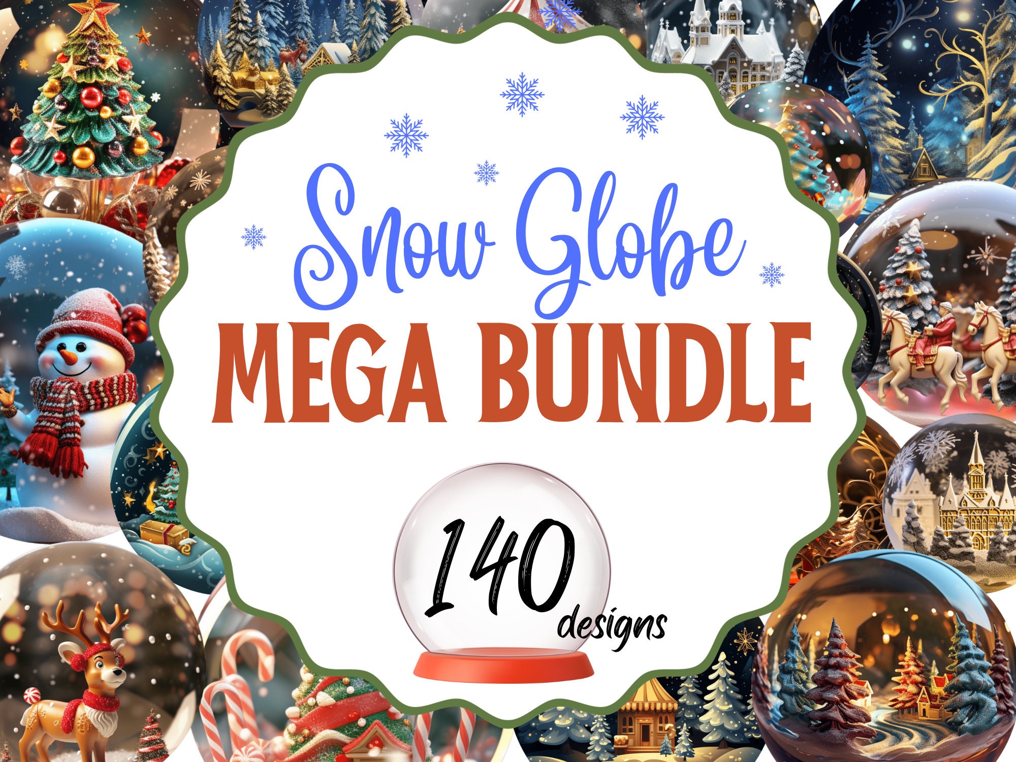 Snow Globe Christmas Ornaments Bundle 140 Designs / Snow Globe ...