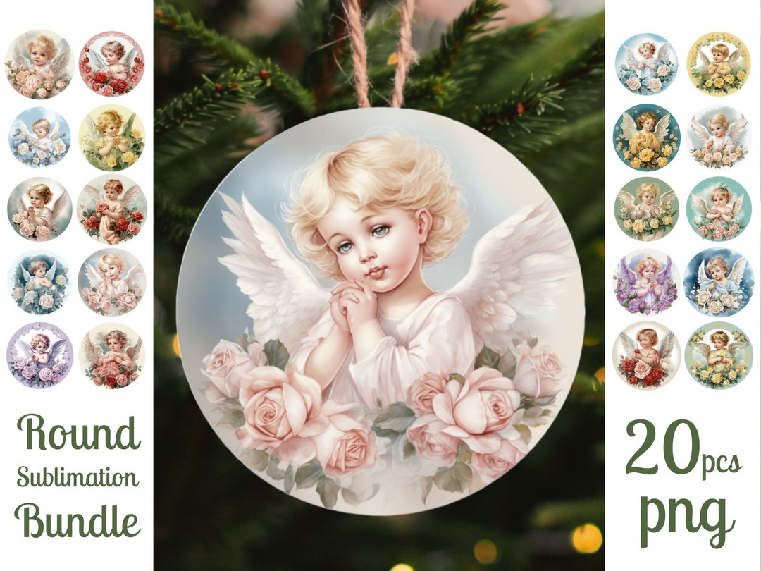 Angels Ornaments Sublimation Bundle / Christmas Angels Round ...