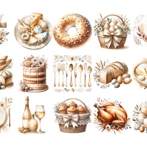 Watercolor Easter Food Clipart Collection, 30 Food Clipart, Wine ...