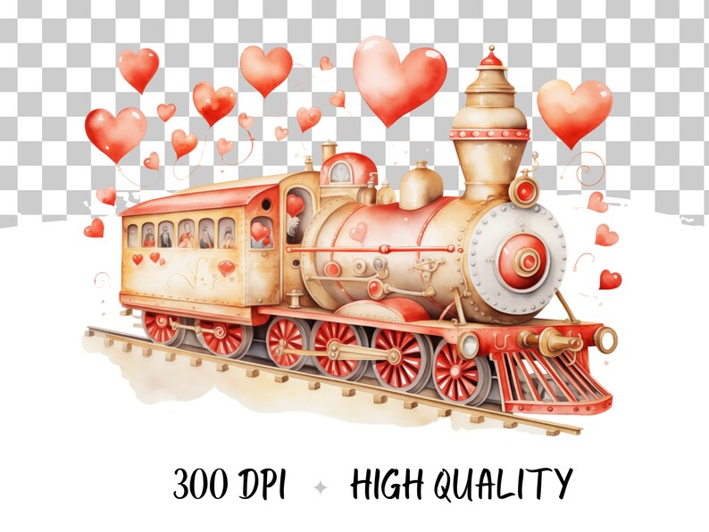 Valentines Train Clipart PNG JPG Bundle Love, Hearts & Fantasy Clipart ...