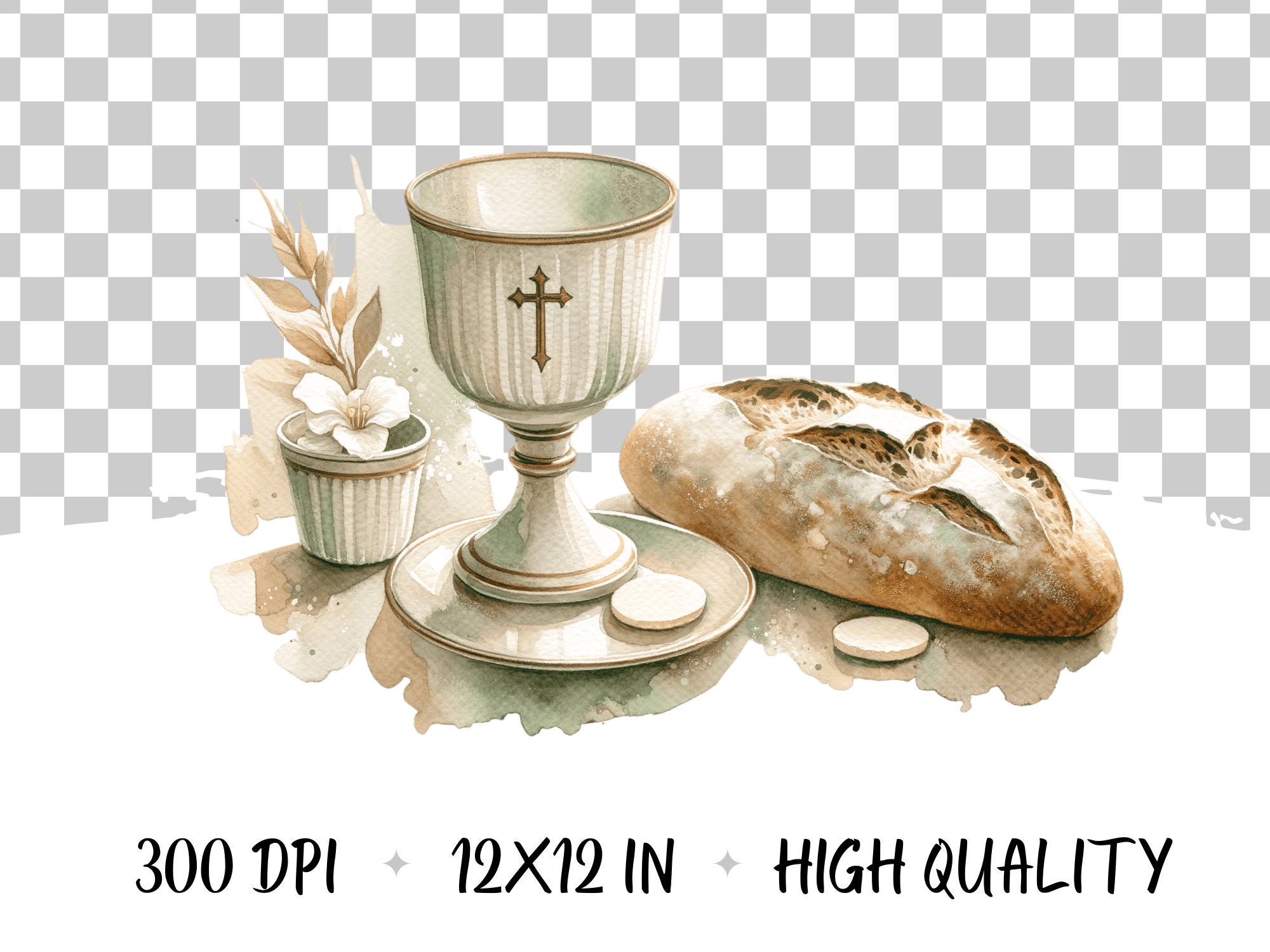 Watercolor Easter Collection Clipart, 20 PNG Religious Clipart ...