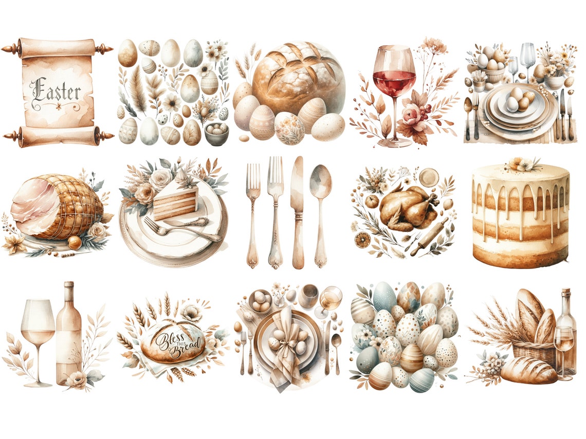 Watercolor Easter Food Clipart: 30 PNG Bundle (digital Download) - Etsy
