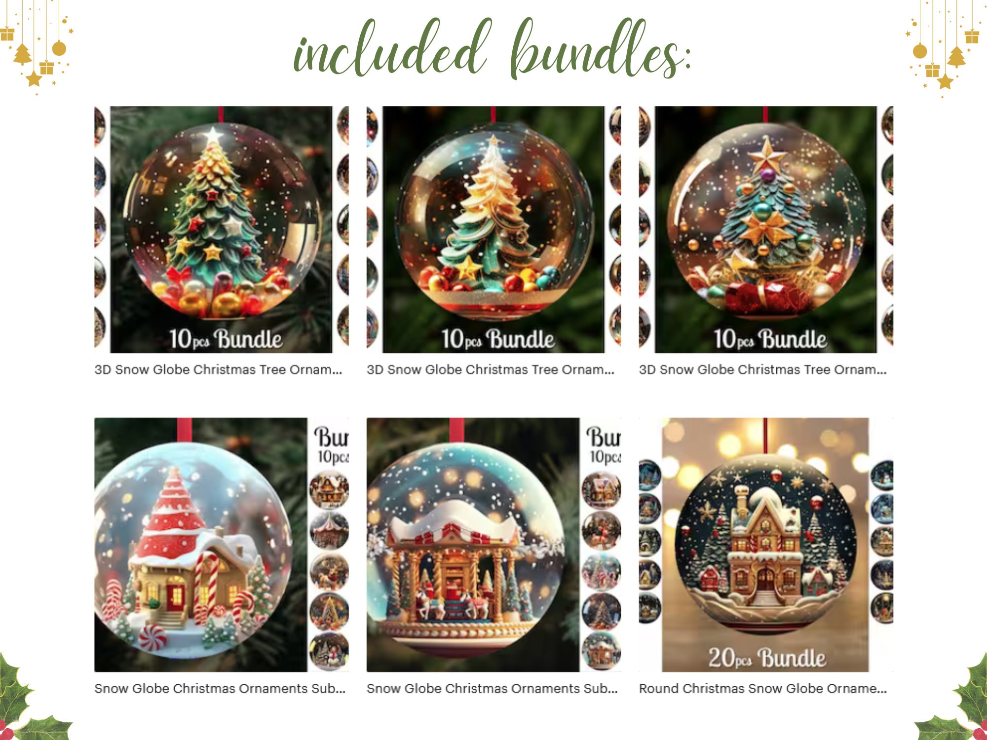 Snow Globe Christmas Ornaments Bundle 140 Designs / Snow Globe ...