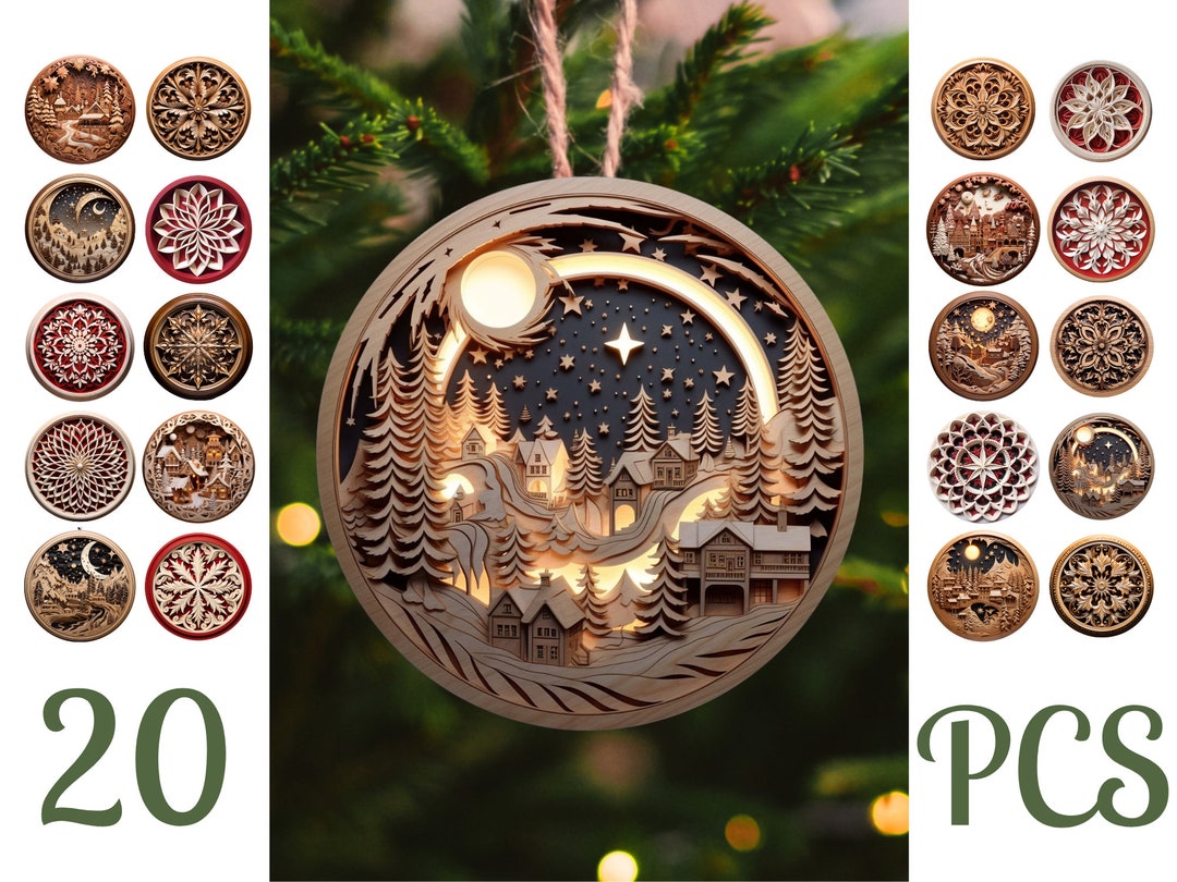 Wood Carving 3D Christmas Tree Ornaments Bundle Sublimation / - Etsy UK