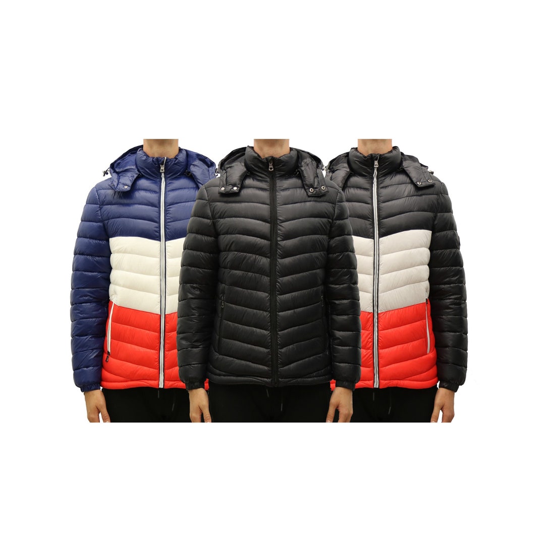 Men's Multi-tone Bubble Puffer Jacket With Hood - Etsy