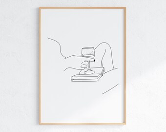 Wine Gallery Wall Art Fine Line Bar Drinks Print Kitchen - Etsy