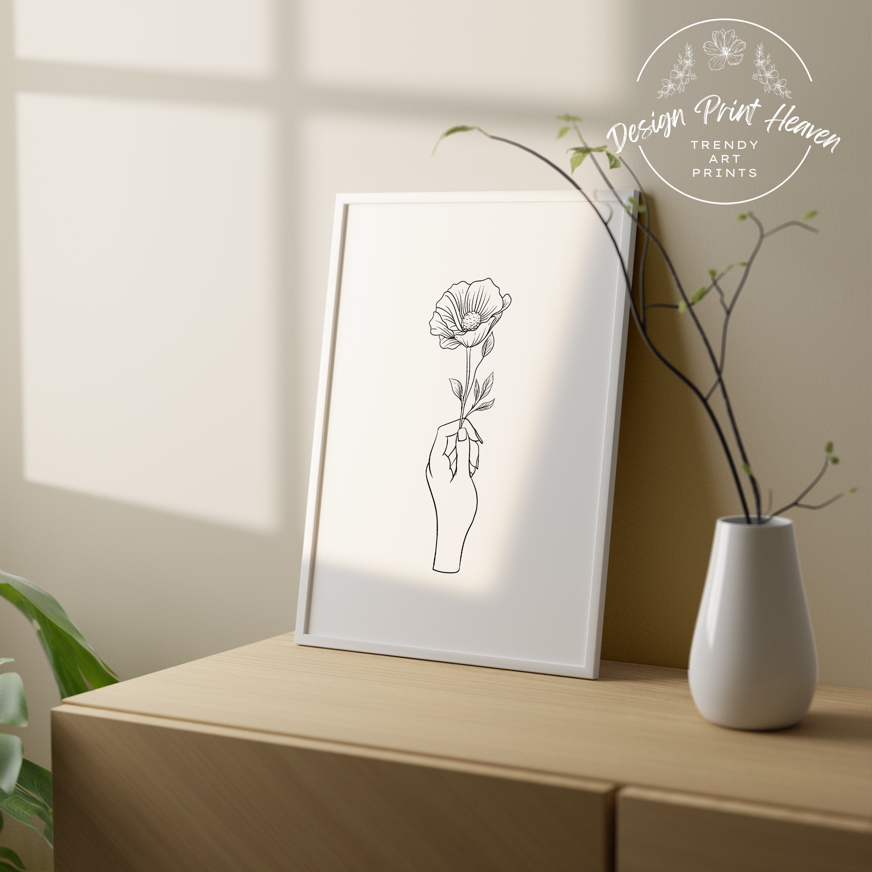 Flower Hand Art Print Line Drawing of Flowers Flower Poster - Etsy
