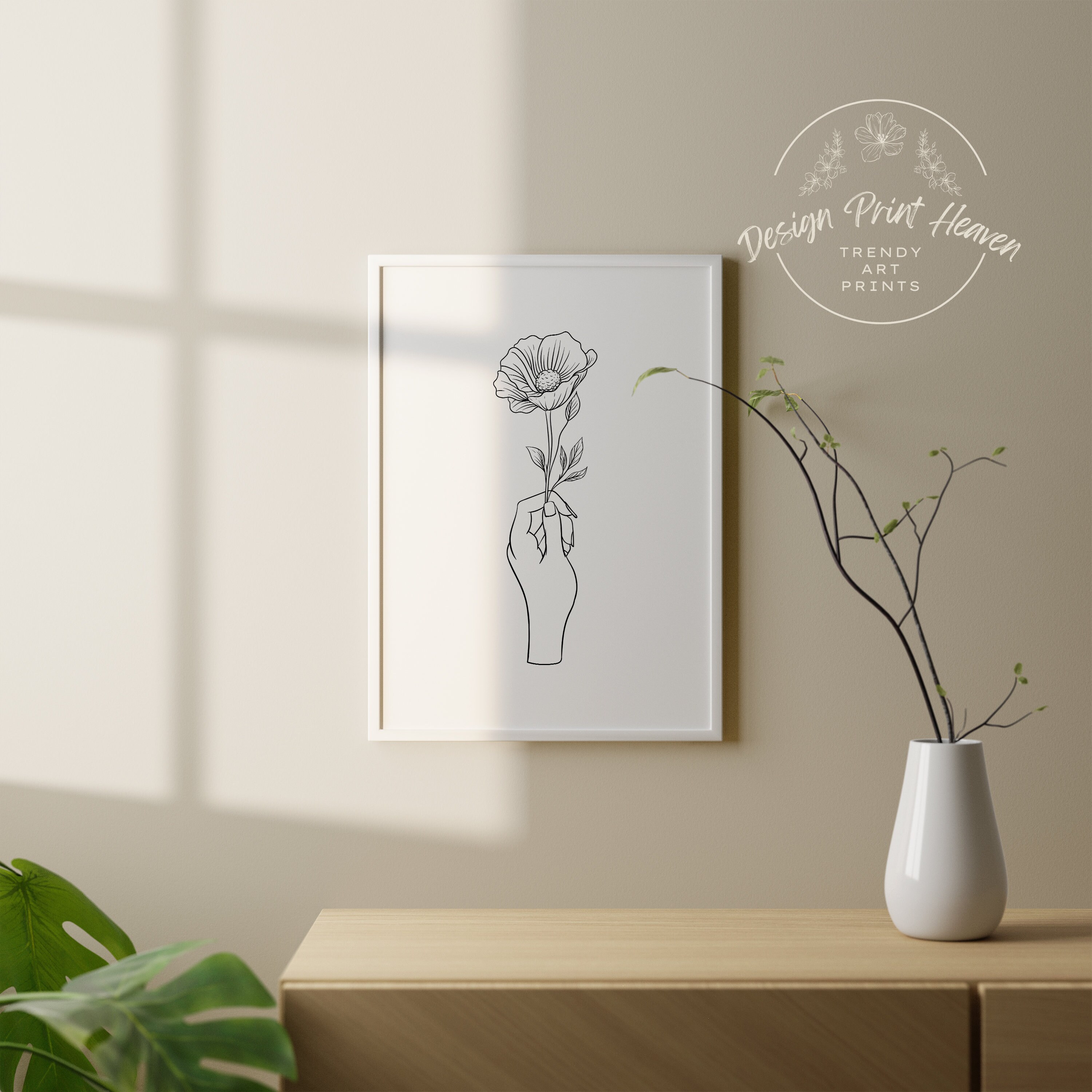 Flower Hand Art Print Line Drawing of Flowers Flower Poster - Etsy