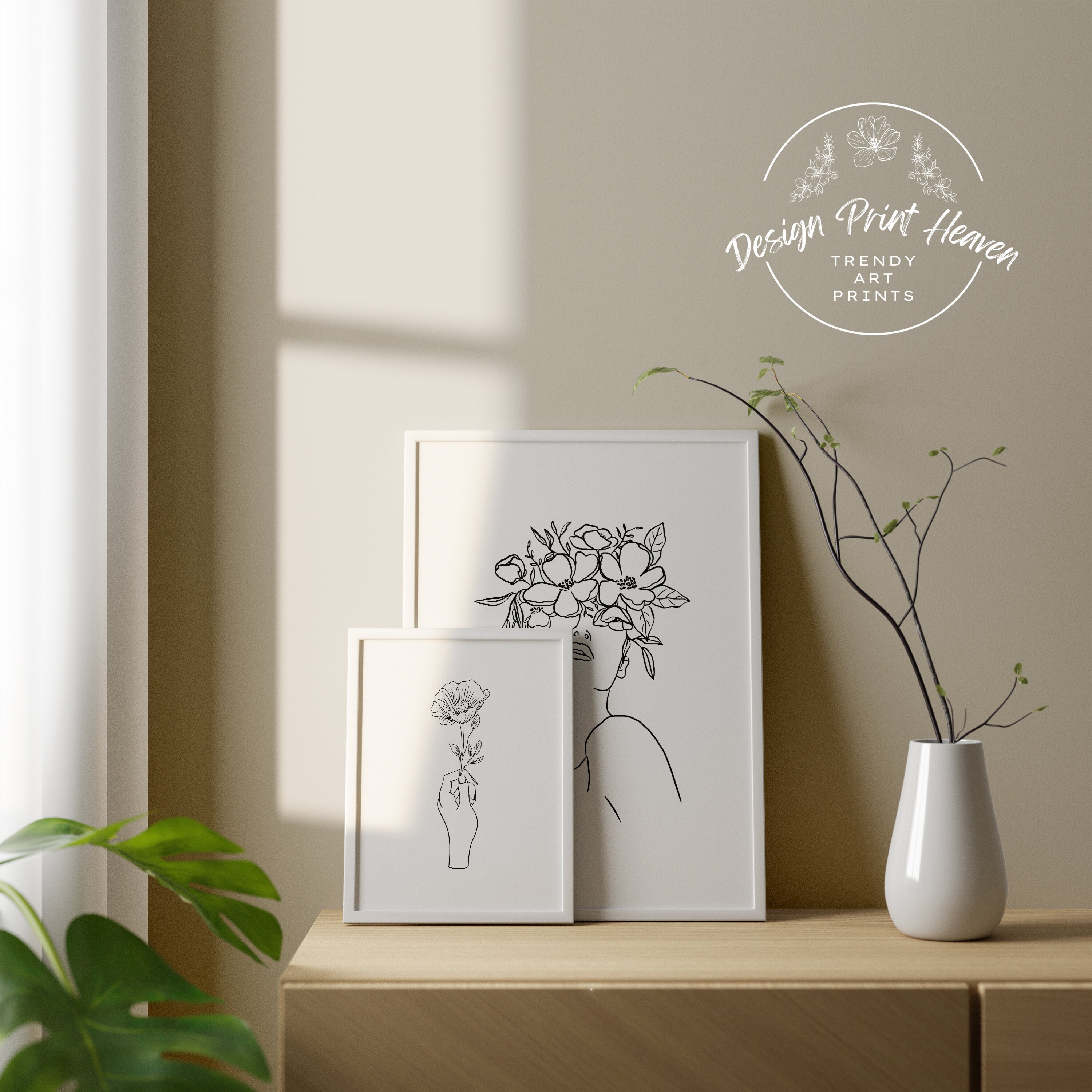 Flower Hand Art Print Line Drawing of Flowers Flower Poster - Etsy