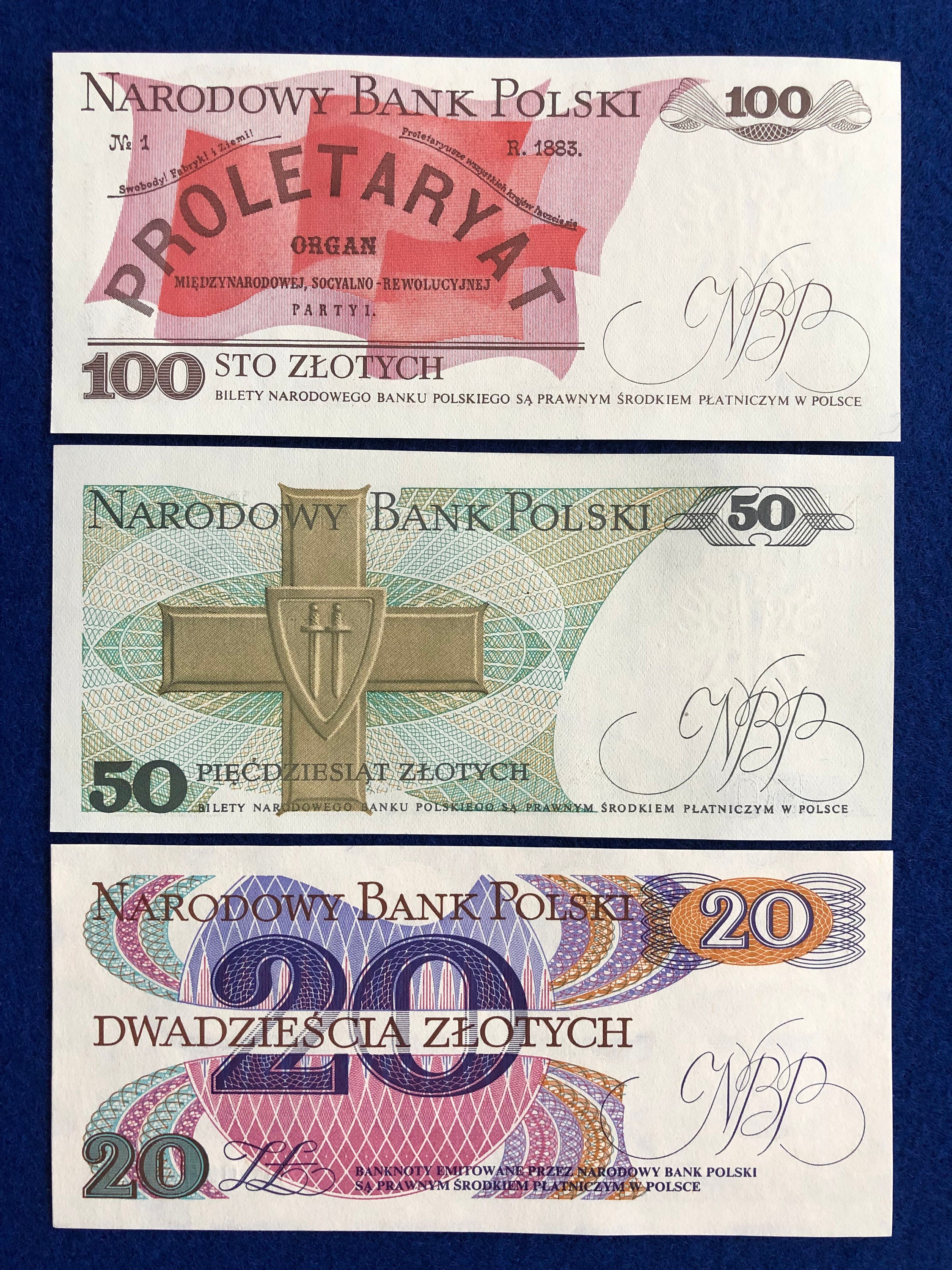 NARODOWY BANK POLSKI 3 Banknotes From Poland Uncirculated Warsaw 1982 ...
