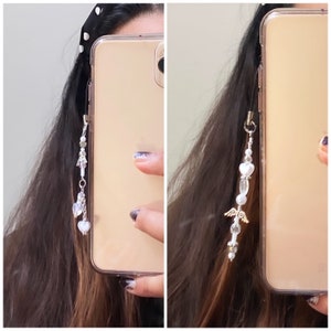 Pretty Pearl Angel Wing Heart Phone Charm / Strap - Etsy UK