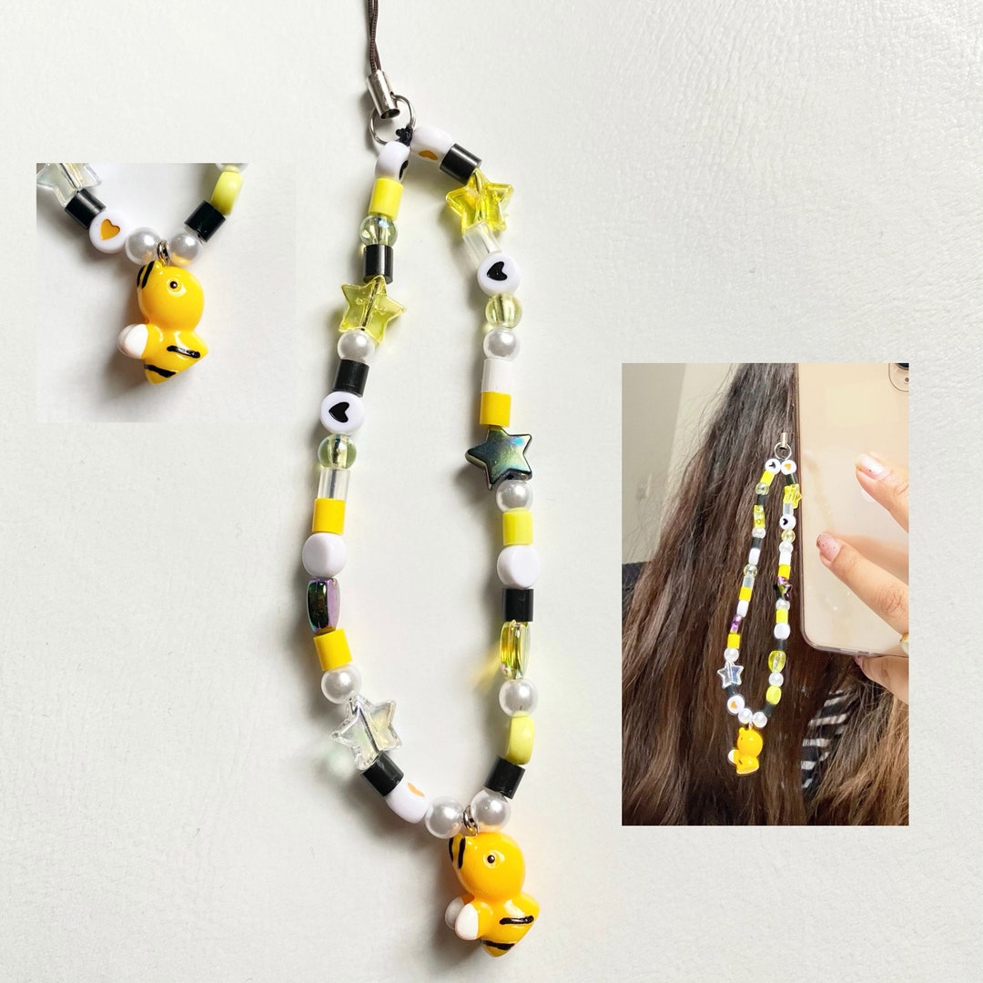Bee Phone Bead Charm Strap - Etsy UK
