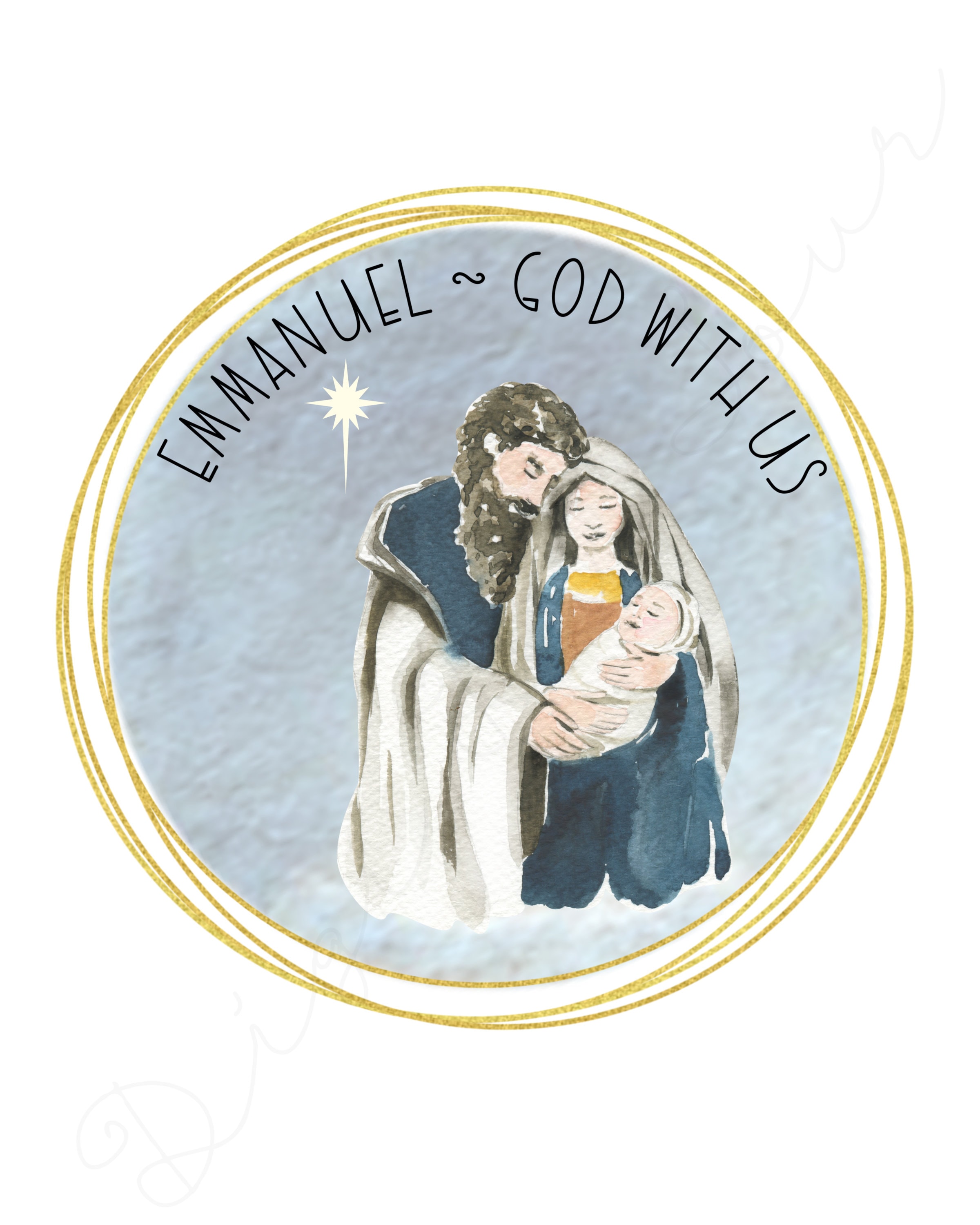 Christmas Printable, Emmanuel God With Us, Birth of Jesus Printable ...