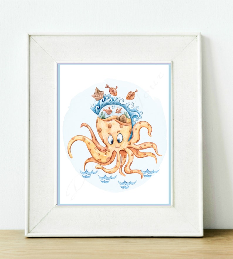 Octopus Print Nursery Printable Baby Printable Sea Animal - Etsy