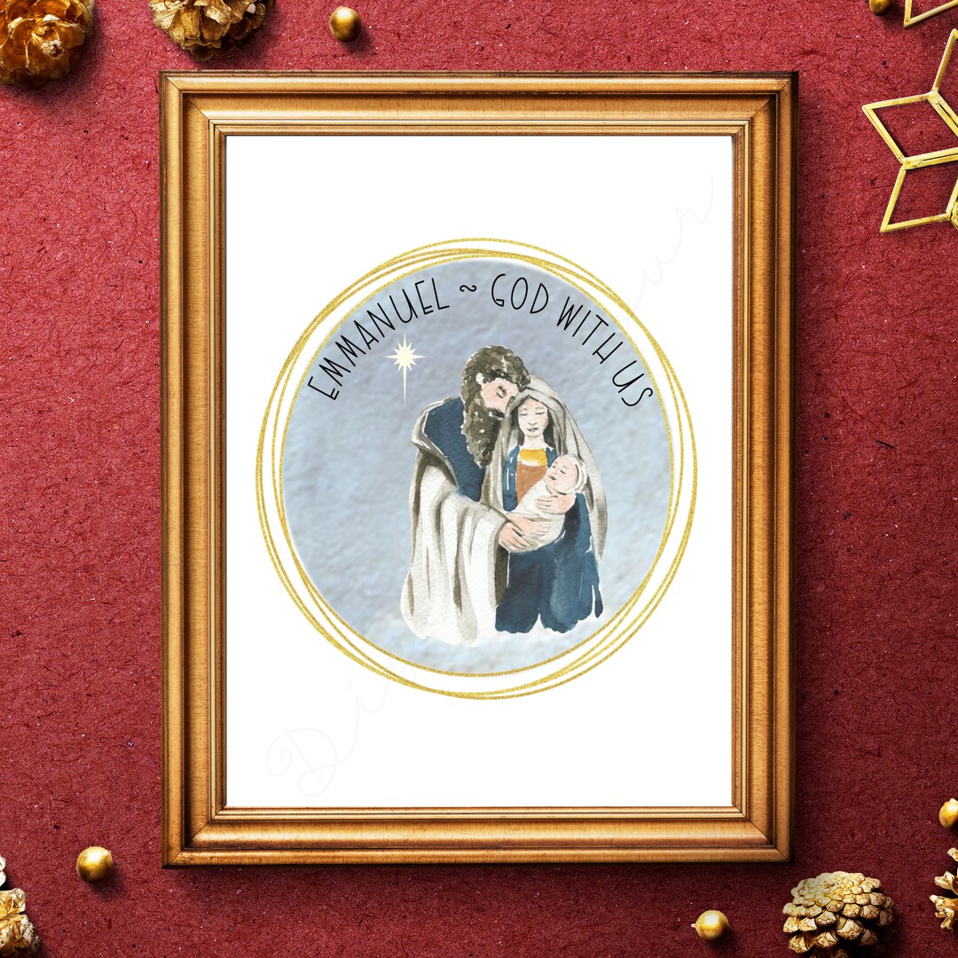 Christmas Printable, Emmanuel God With Us, Birth of Jesus Printable ...