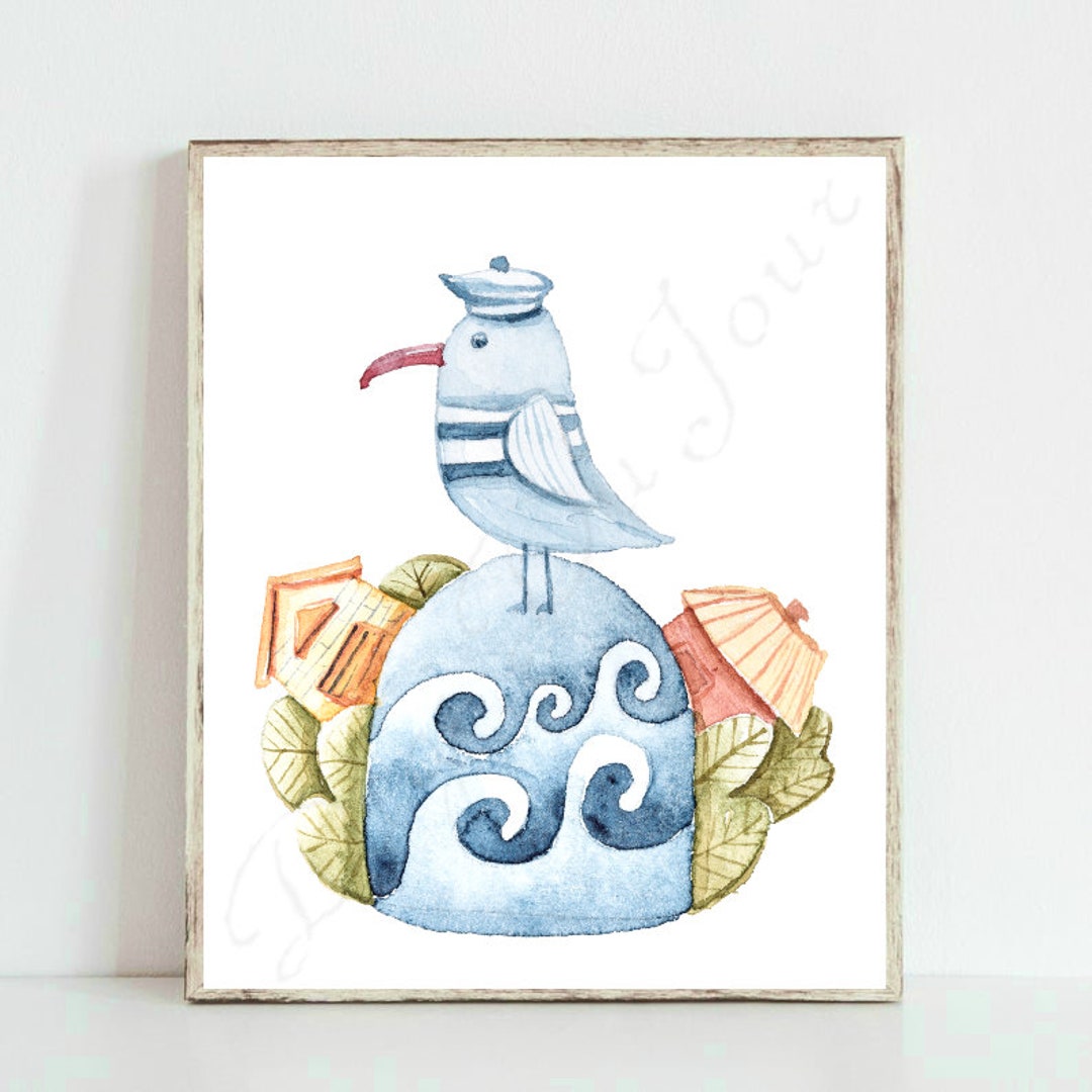 Seagull Printable Nursery Printable Baby Printable Sea Life - Etsy