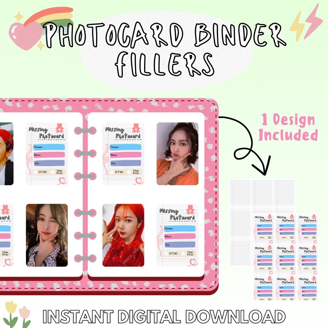 Kpop Missing Photocard Binder Filler / Placeholder: Colorful - Etsy