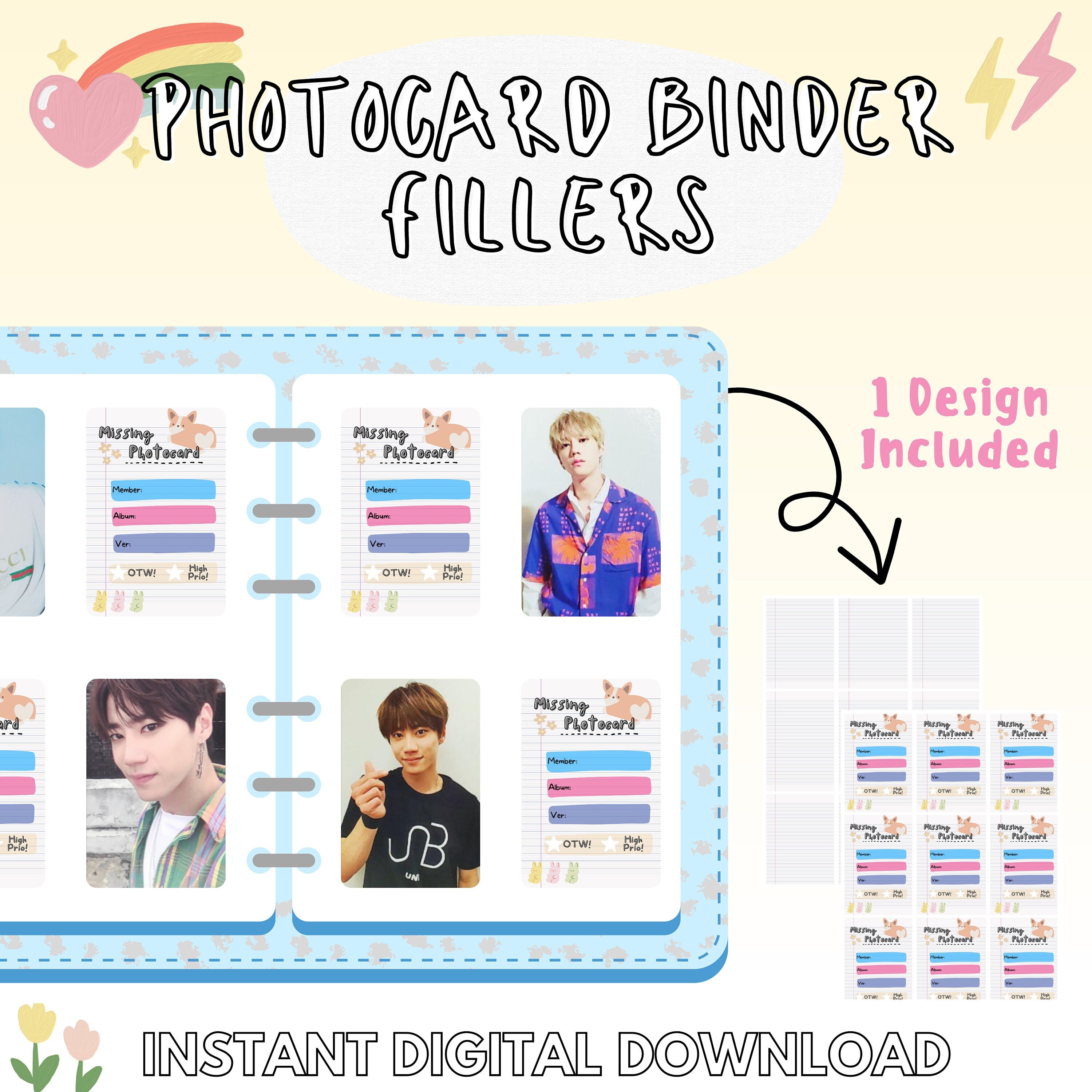 Kpop Missing Photocard Binder Filler / Placeholder: Colorful Notebook ...