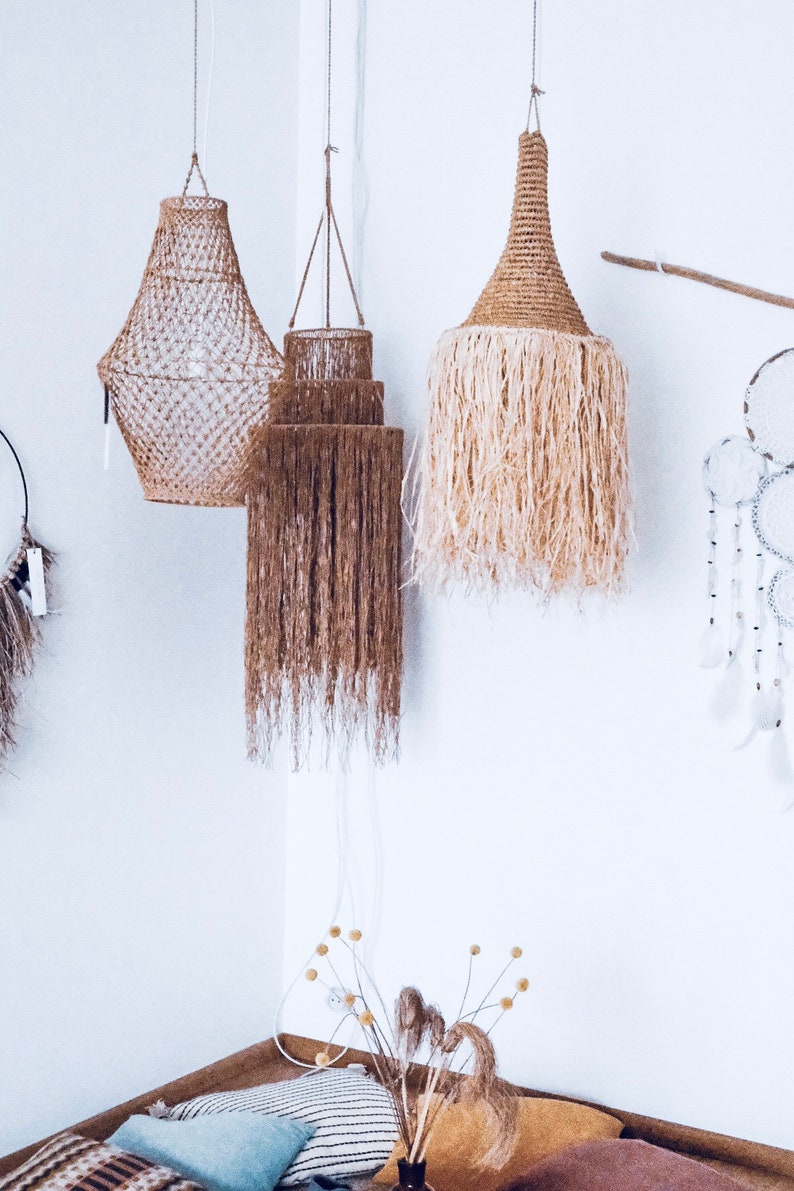 Raffia Lampshade, Boho Lamp, Bohemian Style, Boho Design, Wabi Sabi ...