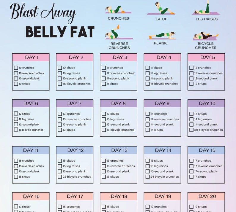 30 Day Ab Challenge: Home Workout Planner (digital Download) - Etsy