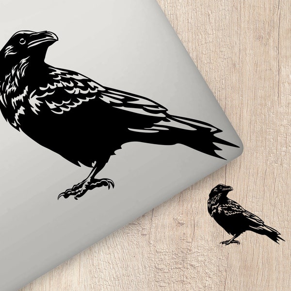 Crow in Flight Vinyl Sticker for Laptop, Tumbler, Skateboard, Phone ...
