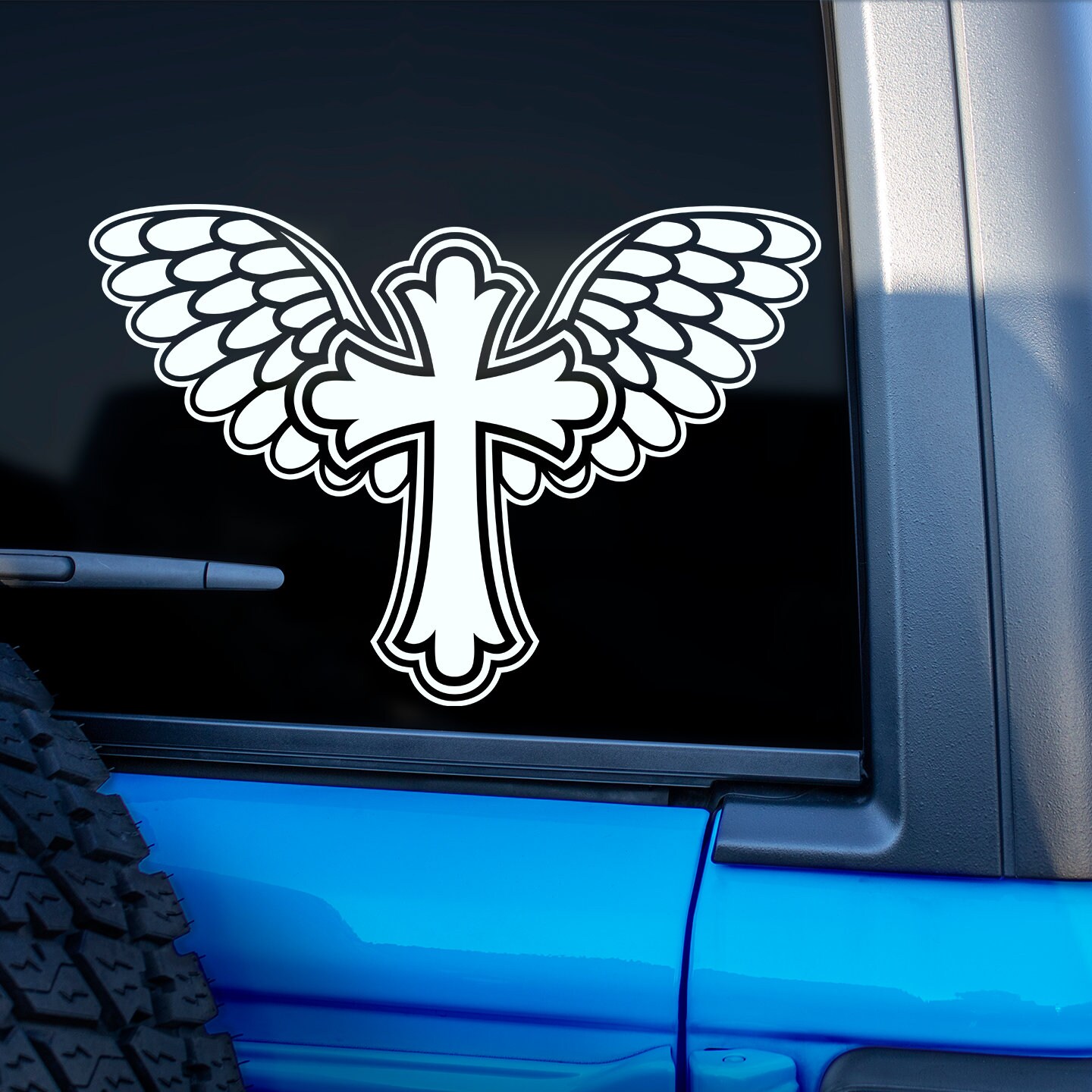 Christian Cross With Wings Sticker Religious Stickers for - Etsy