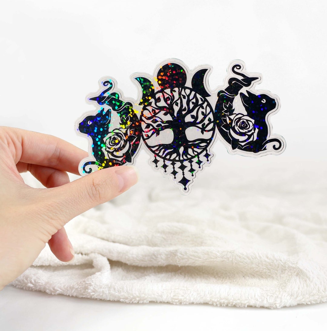 Tree of Life Sticker Pagan Stickers for Laptops Triple Moon Black Cats ...