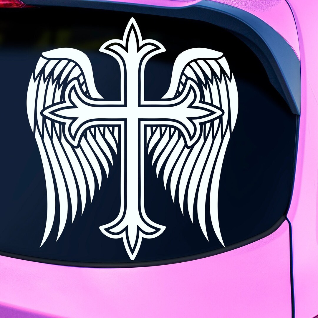 Christian Cross With Wings Sticker Religious Stickers for Cars Rest in ...