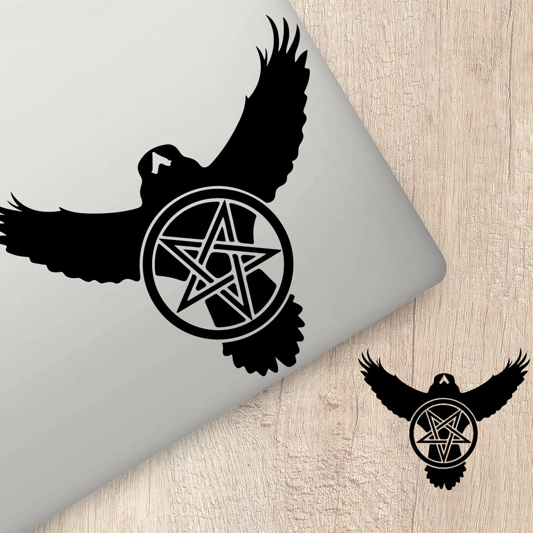 Crow Pentagram Sticker Pagan Stickers for Cars Black Crow Quoth the ...