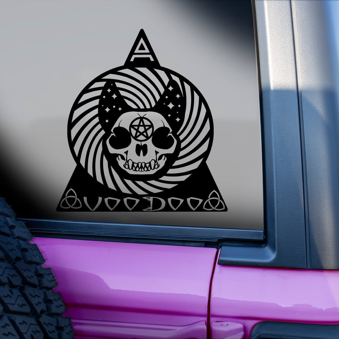 Cat Skull Sticker Pagan Stickers for Cars Black Magic Voodoo Skulls ...