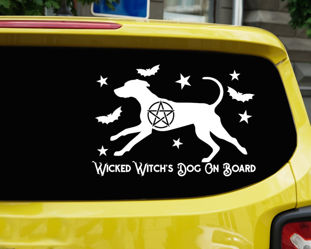 Doberman Sticker Pagan Car Bumper Stickers Wicked Witchs Dog on Board ...