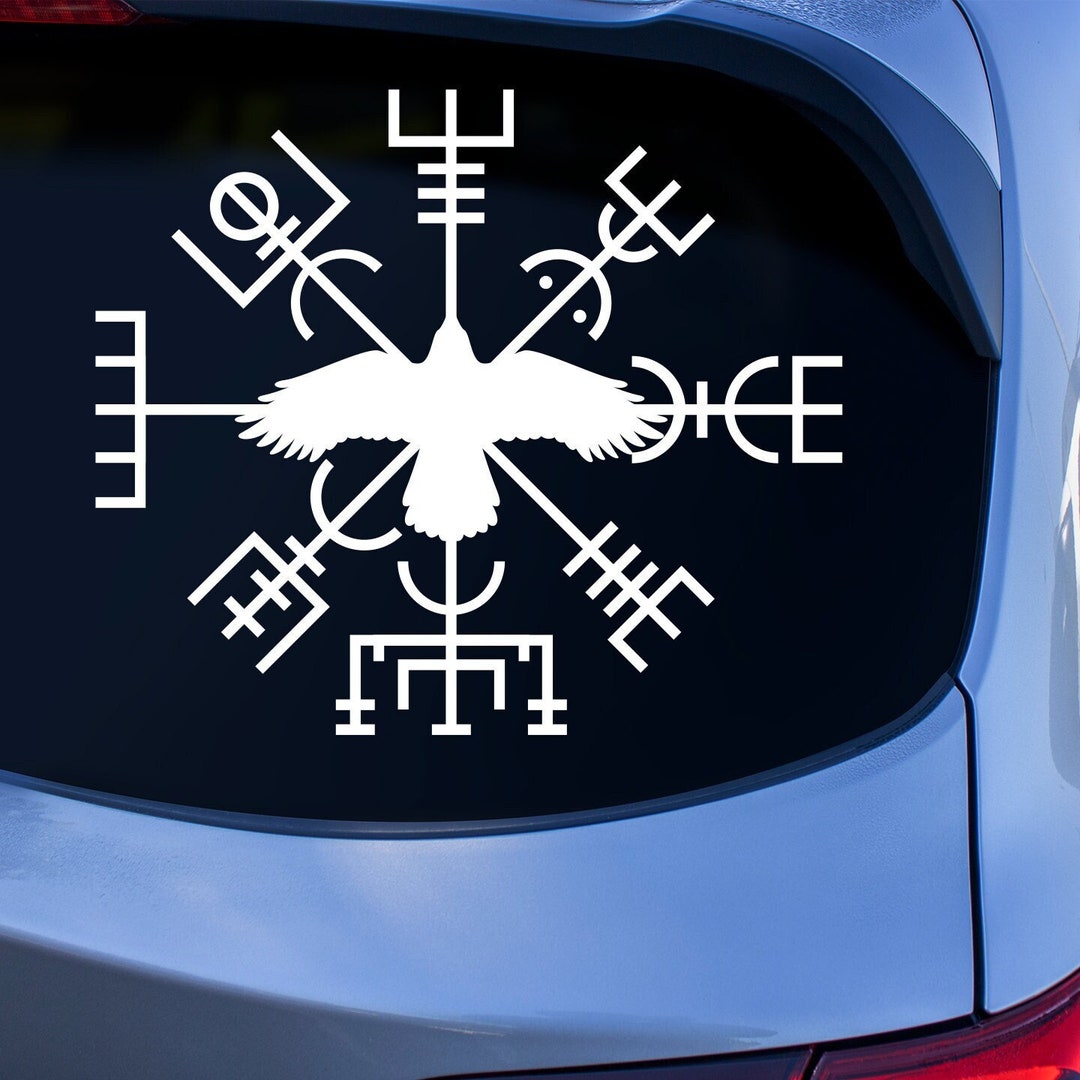 Viking Raven Compass Sticker Crow Sticker Vegvisir Wayfinder Norse ...