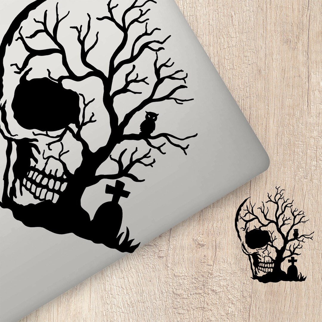 Skull Cemetery Sticker Gothic Stickers for Cars Skull in Tree ...