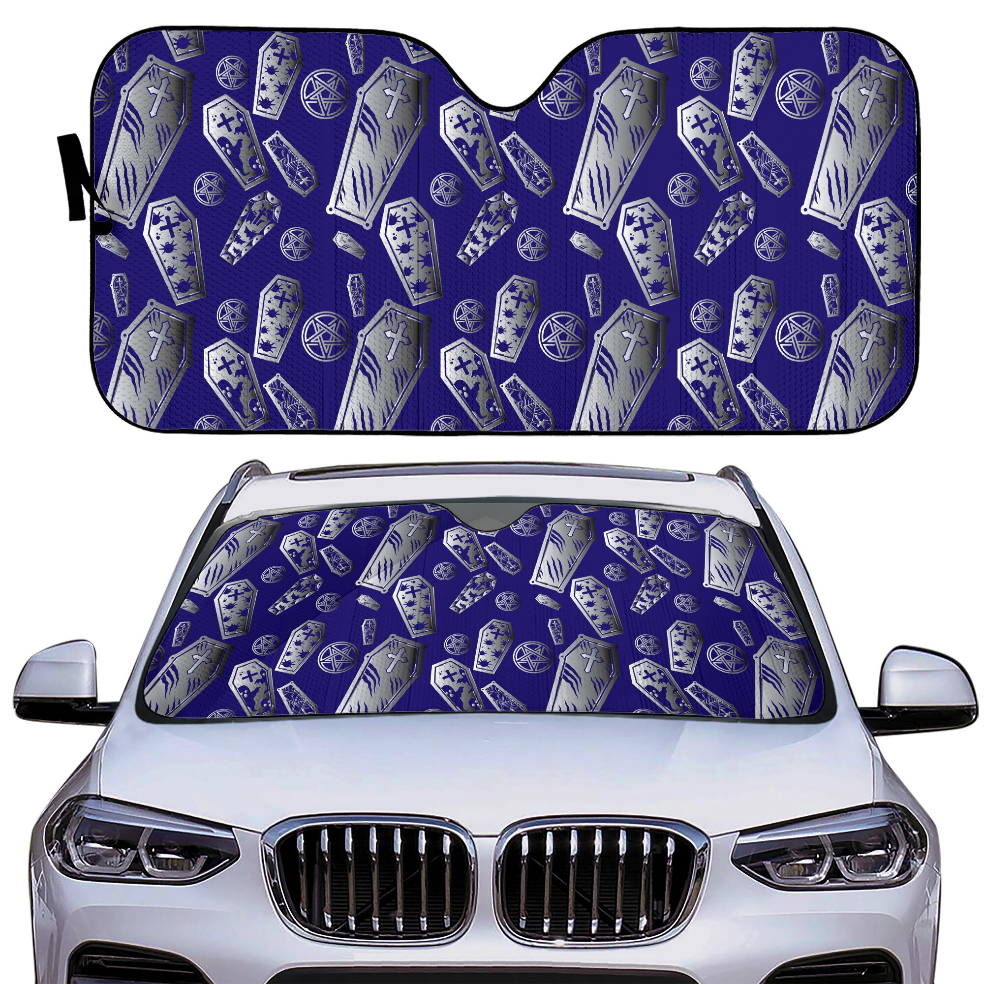 Blue Coffin Sun Shade, Vehicle Sun Screen, Gothic Halloween, Car Sun ...