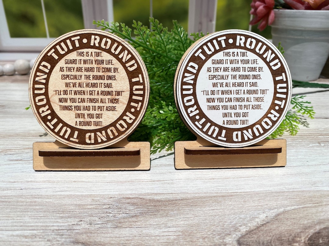 A Round Tuit Coin | Funny Tuit Coin | Wood Tuit Coin With Tuit Holder ...