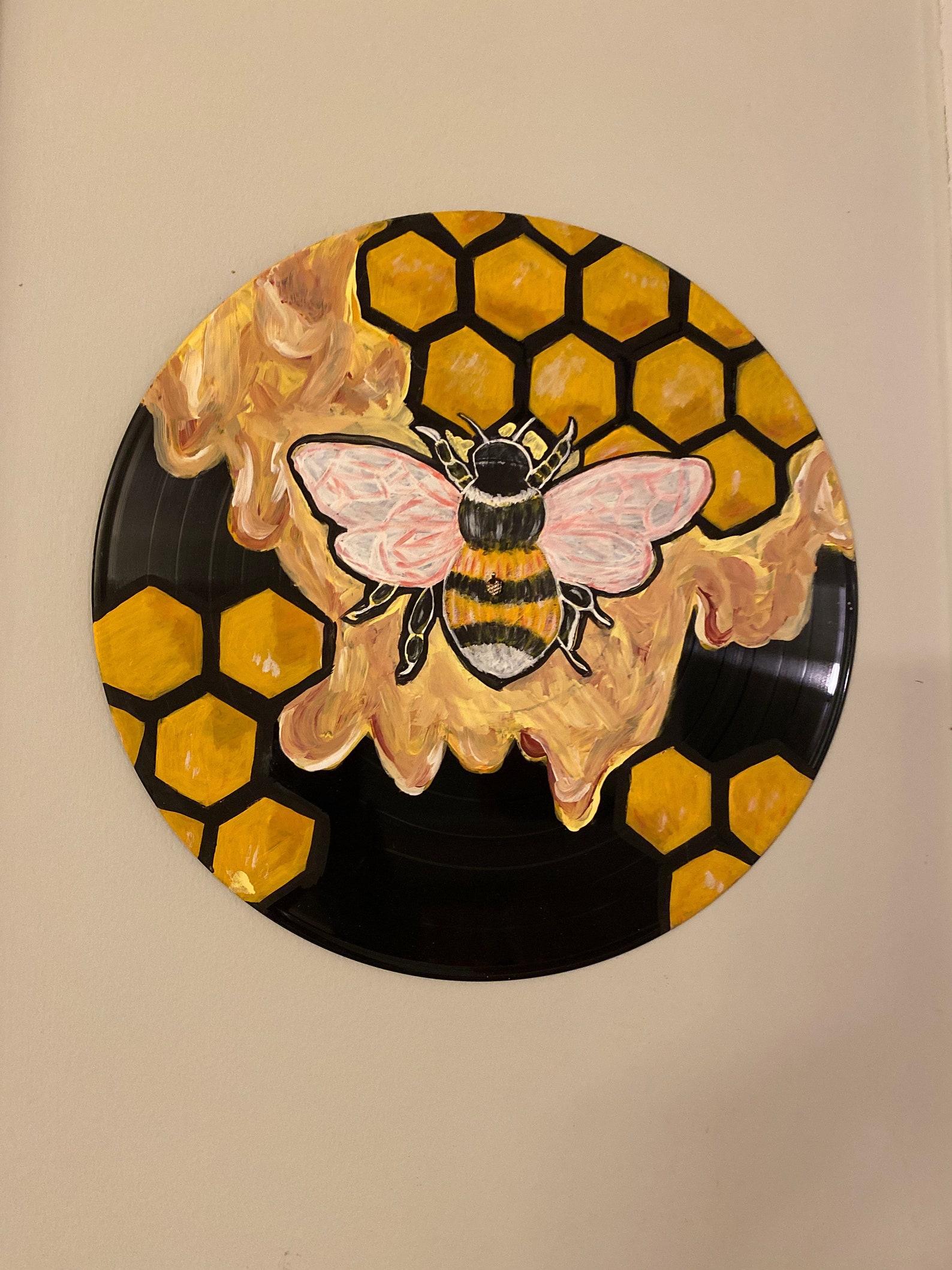 Honey and Bee Painted Vinyl Record - Etsy