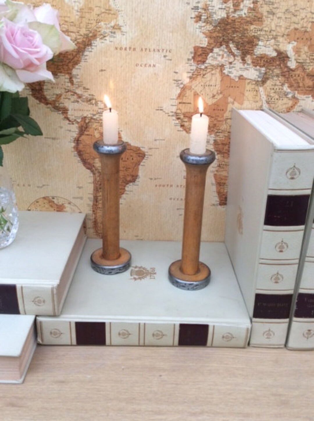 Antique Pair of Weaving Mill Bobbins Candle Holders - Etsy