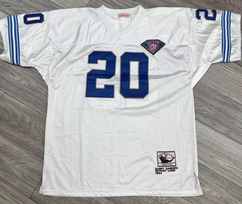 Rare 75th Anniversary NFL Mitchell & Ness Barry Sanders Detroit Lions ...