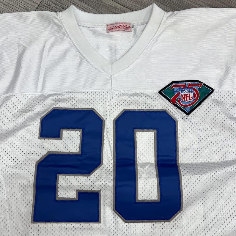 Rare 75th Anniversary NFL Mitchell & Ness Barry Sanders Detroit Lions ...