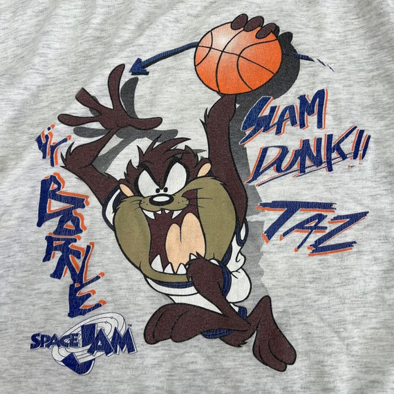 Vintage 1996 Space Jam Taz Slam Dunk Tee T-Shirt Size… - Gem